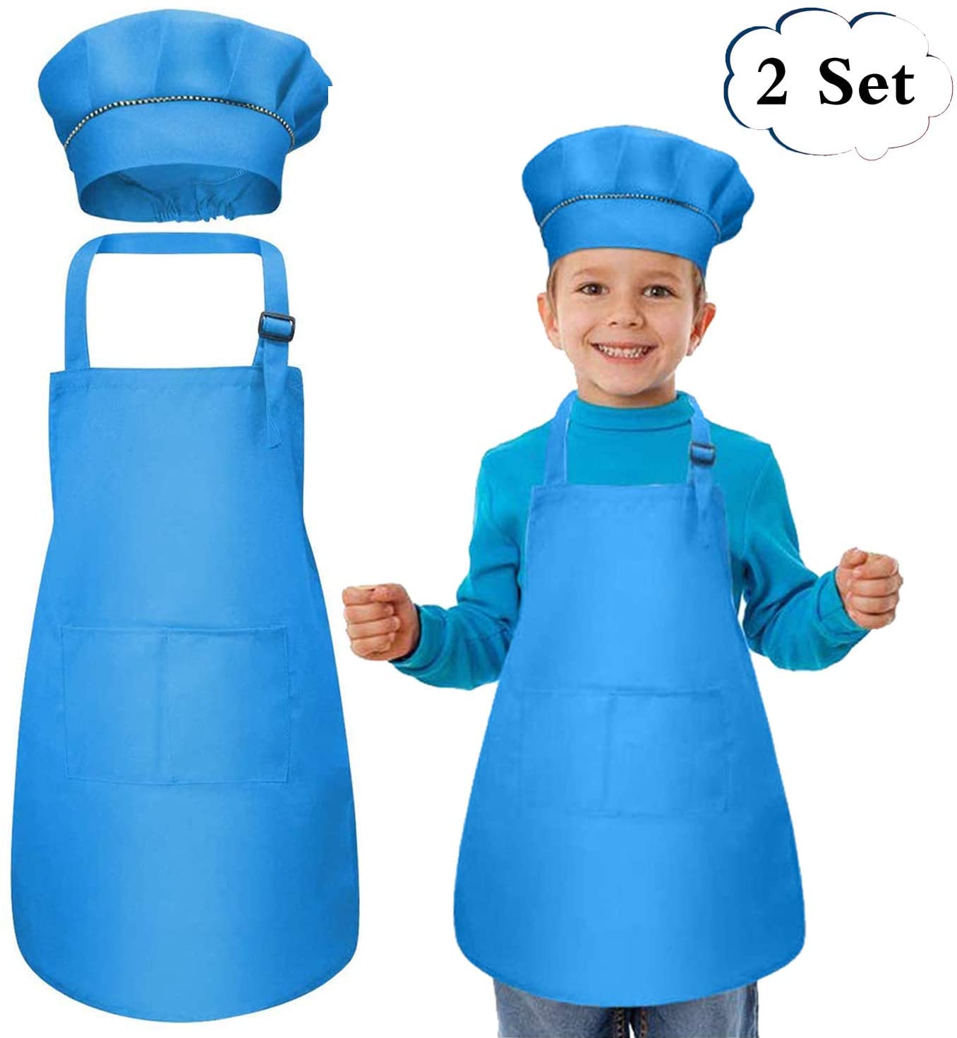WELLXUNK Kids Chefs Apron Set, Aprons for Kids, Chef Children Apron ...