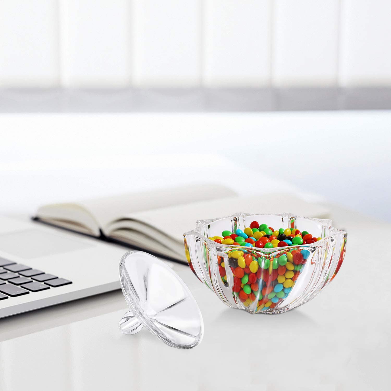 ComSaf Glass Candy Sweet Jars with Lid Set of 2, Crystal Bon Bon Jar ...