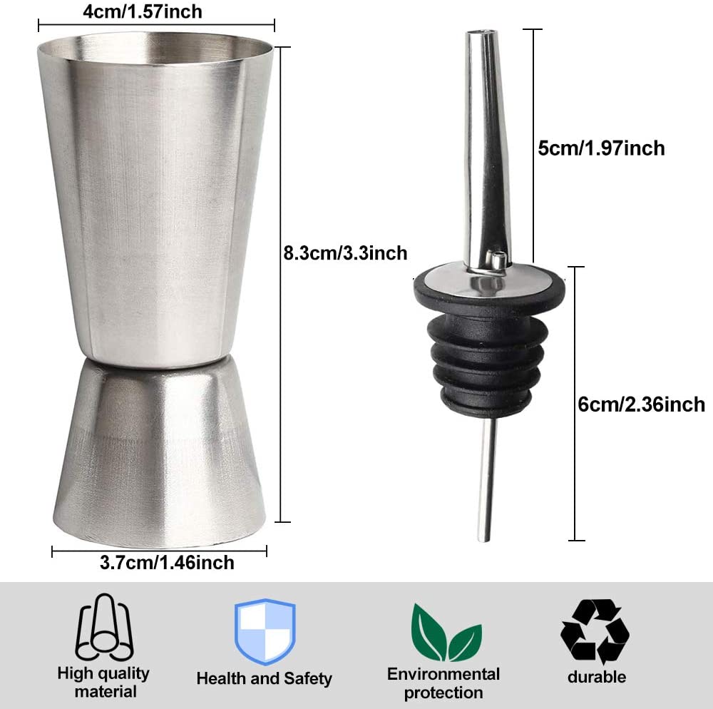 AFASOES 2PCS Jigger Dual Spirit Measure Cup Stainless Steel 20/50 ml ...