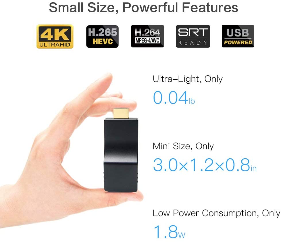 DDMALL 4K UHD H.265 H.264 HDMI Video Encoder, Real 4K, Portable Size, RTMP RTMPS RTSP TS ...