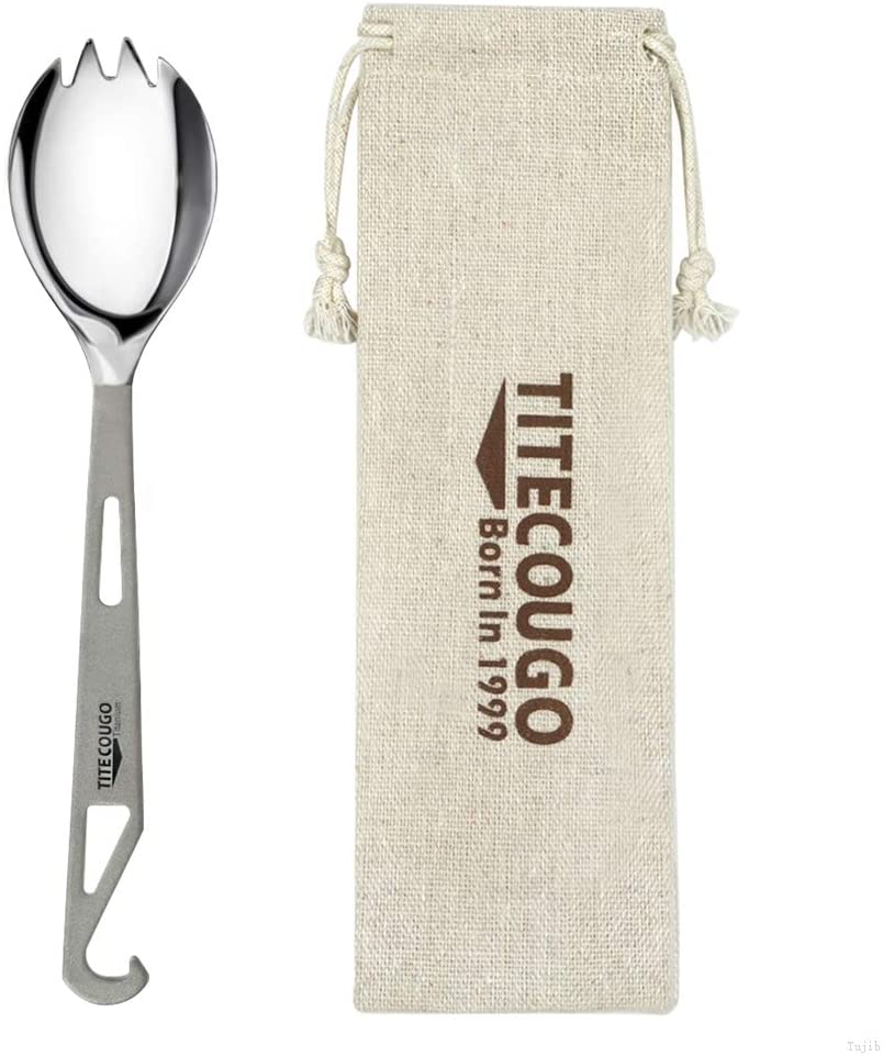 TITECOUGO Titanium Spork, 3 in 1 Camping Spork Titanium Reusable ...