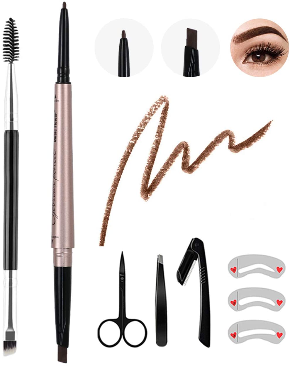 8Pcs Eyebrow Pencil Set Long Lasting,Double Ended Waterproof Eyebrow ...