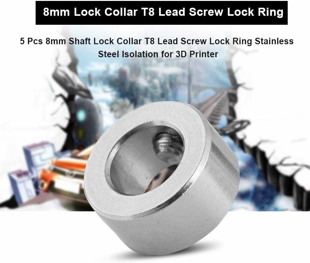 Vbestlife 5 Pcs 8mm Shaft Lock Collar T8 Screw Lock Ring Stainless ...