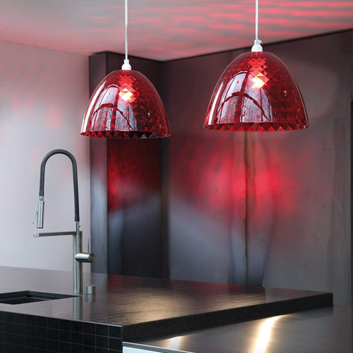 koziol STELLA XL extra large Hanging Lamp, transparent red – BigaMart