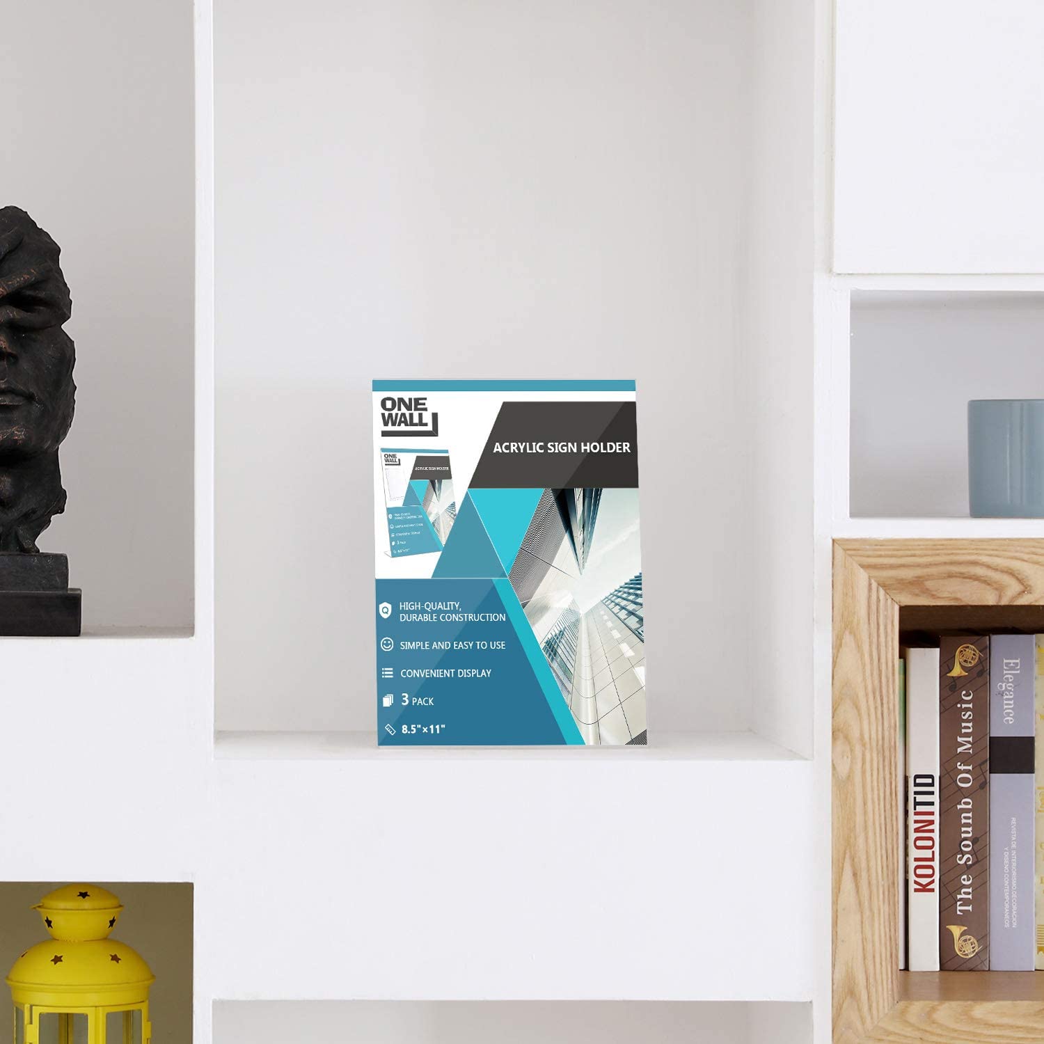 ONE WALL 3 Pack Acrylic Sign Holder 8.5×11 inch Slant Menu Holders ...