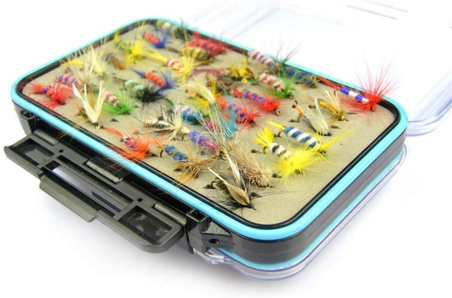 CHSEEO Fly Fishing Flie Kit with Box 64pcs Fishing Lure Set Fly Fishing ...