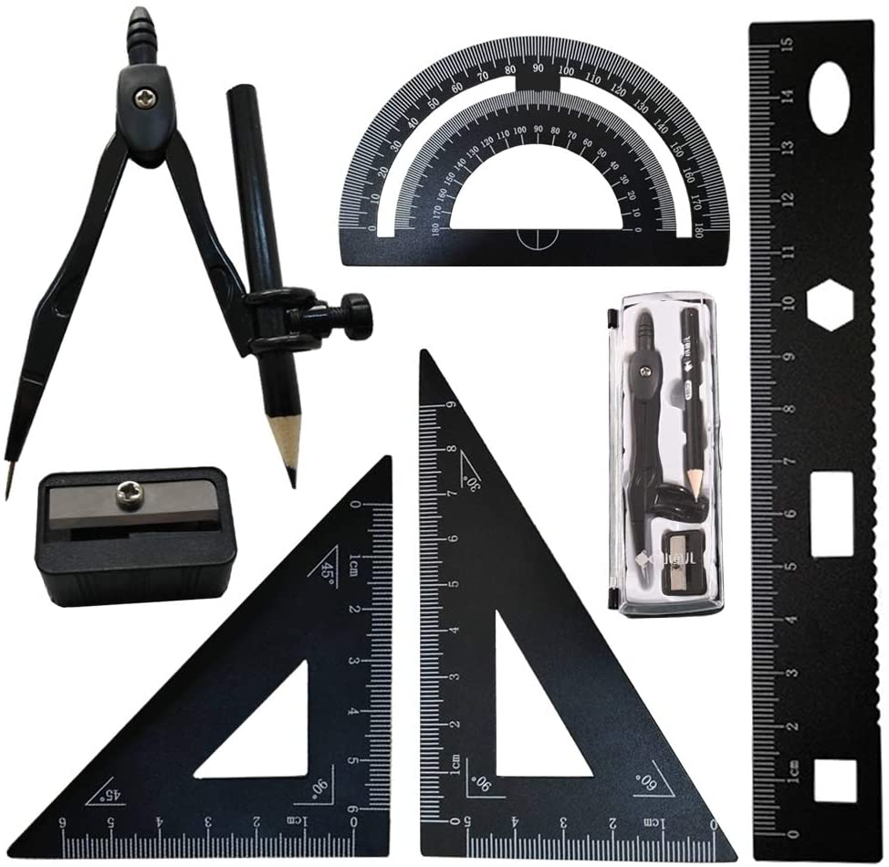 Geometry set, FORTSPANG compass for geometry math geometry kit 7 pieces ...