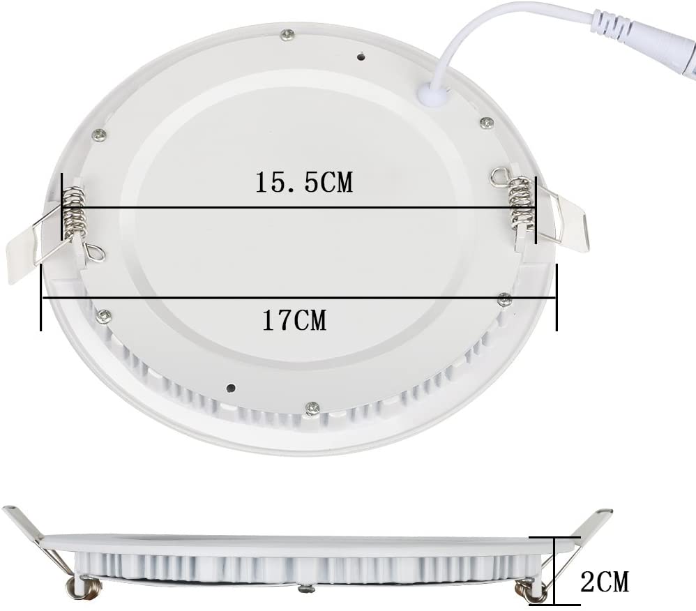 2 Pack LED Panel Light 24W Round LED Ceiling Light Recessed Flat Panel ...