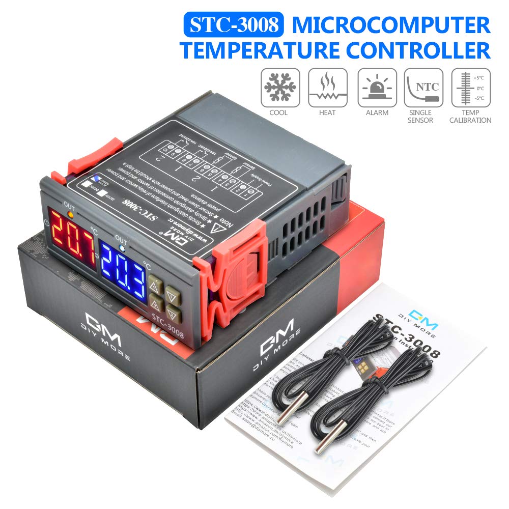 diymore Digital Temperature Controller Thermostat Regulator STC-3008 AC ...