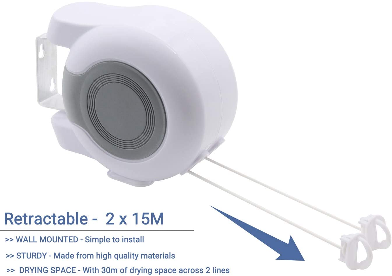 JulWhisper Retractable Washing Lines, Double 30M Heavy Duty Clothes ...