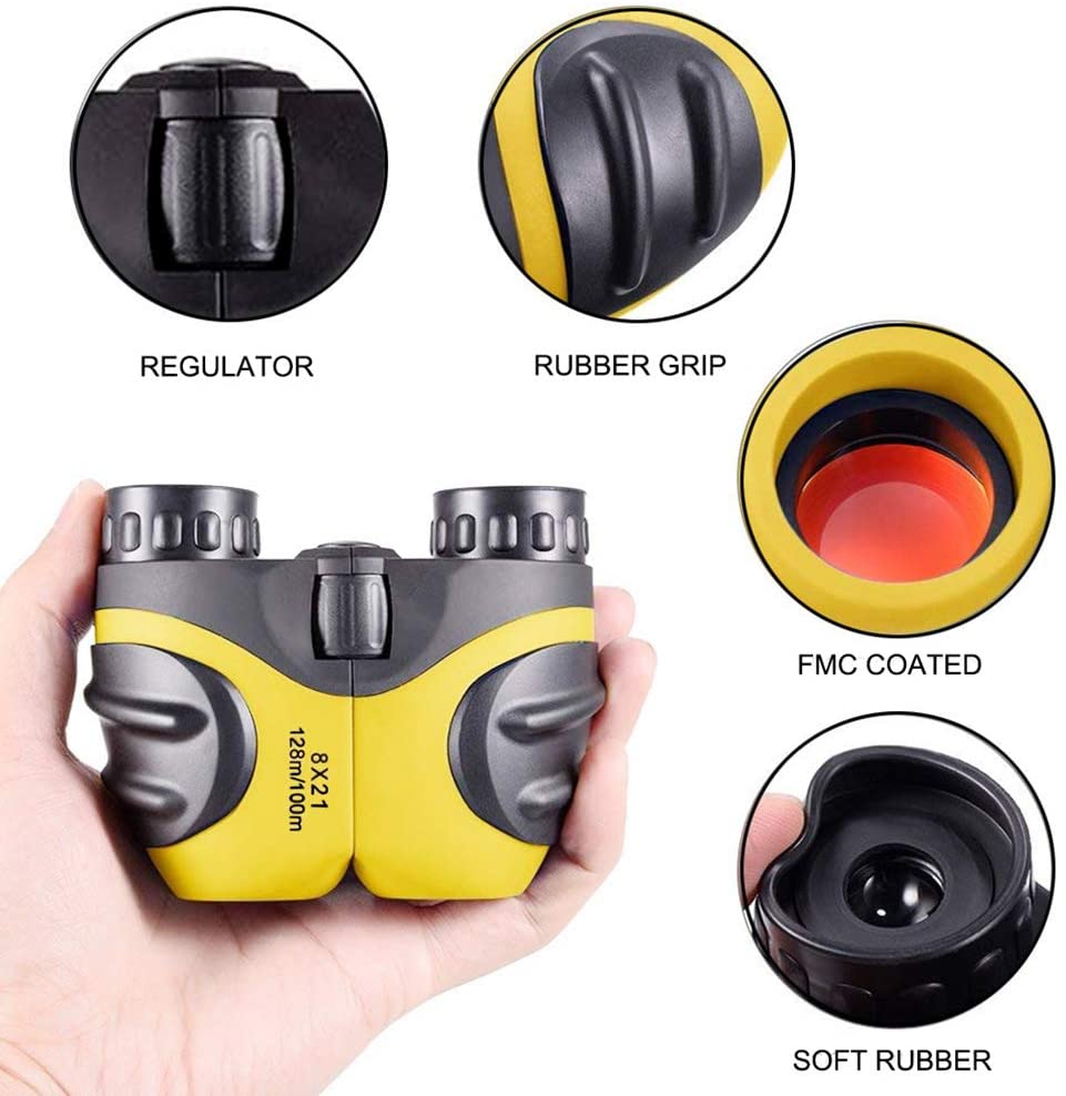 Aoneky Kids Binoculars, 8×21, Rubber – Mini Compact Zoom Toy Present ...