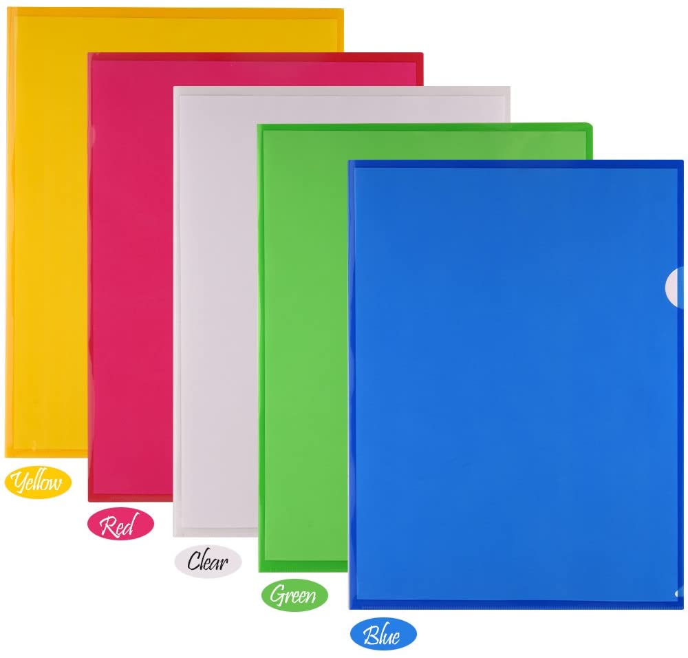 FEPITO 25 Pack A4 Cut Flush Folders Plastic Document Wallet Folders ...