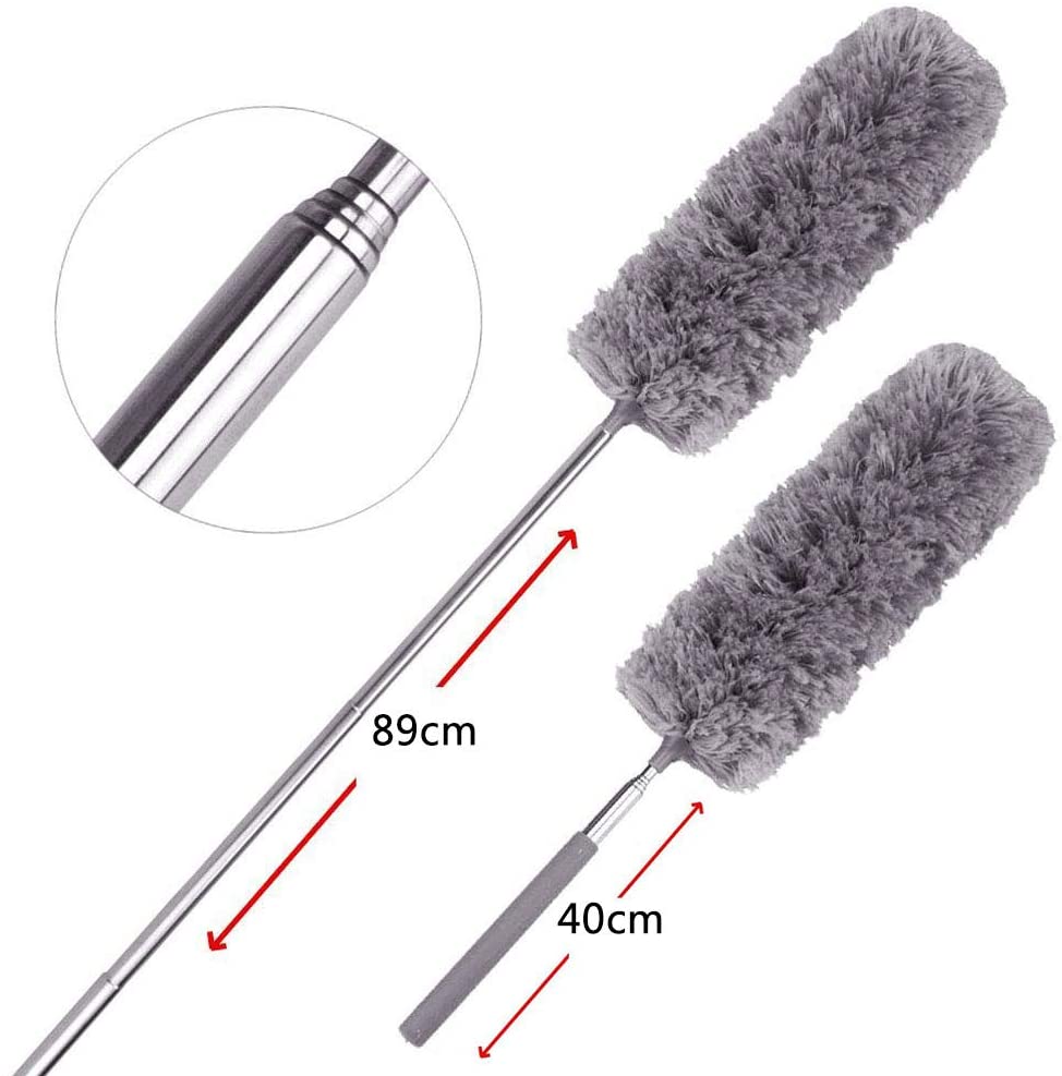 BESLIME Feather Duster Extendable with Stainless Steel Extension Pole ...