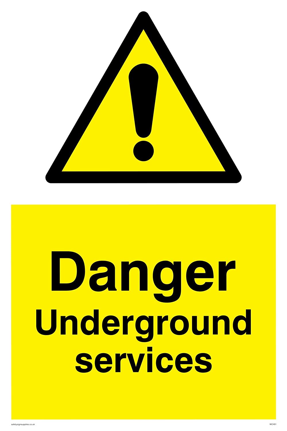 Viking Signs WC491-A2P-1M”Danger Underground Services” Sign, 1 mm Semi ...