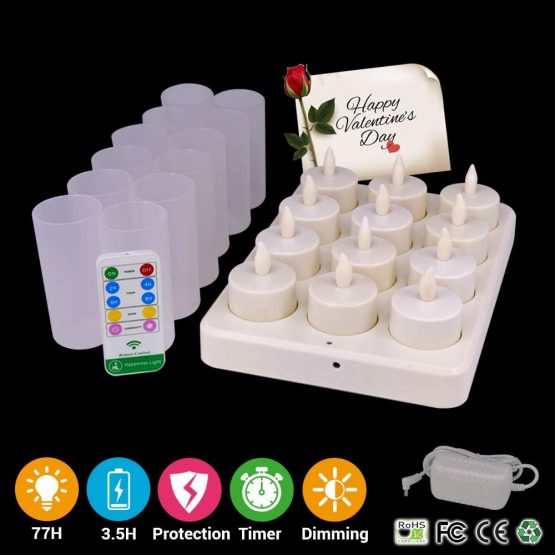 HL Rechargeable Tealights Flameless Flickering Wireless 42±3 Hrs Color ...