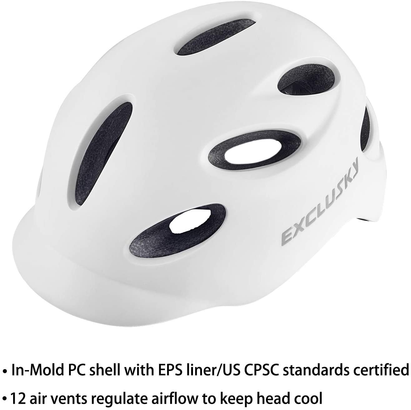 Exclusky Adult Bike Helmet with Rechargeable USB Safety Light for Urban ...