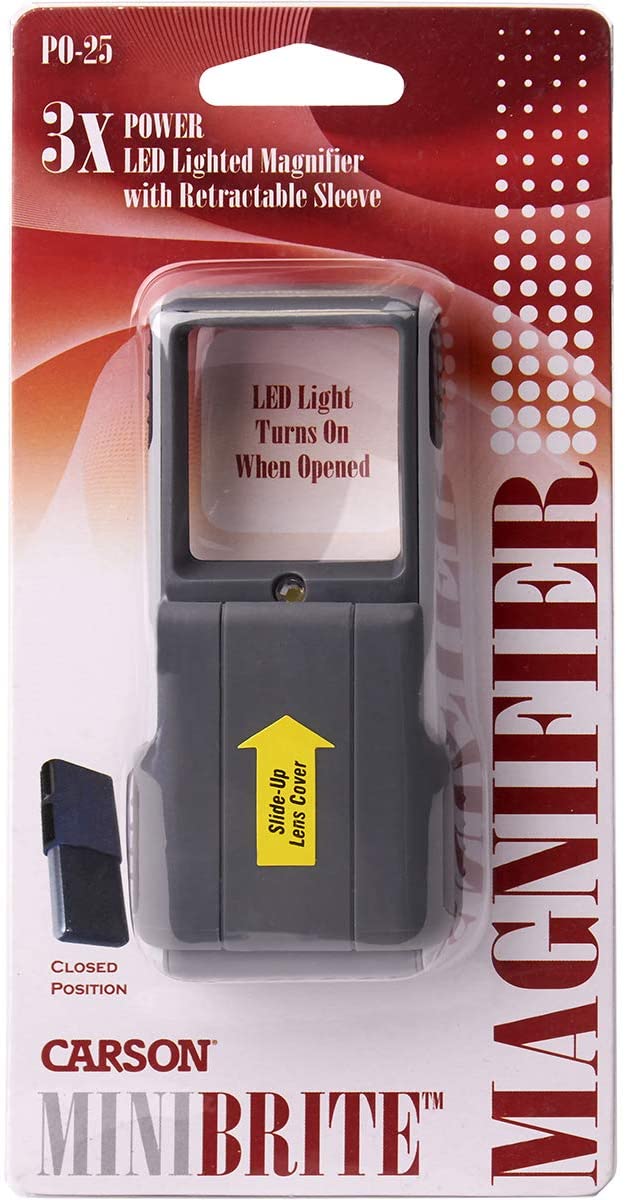 Carson PO-25 MiniBrite LED Lighted Pocket 3x Magnifier with Built-in ...