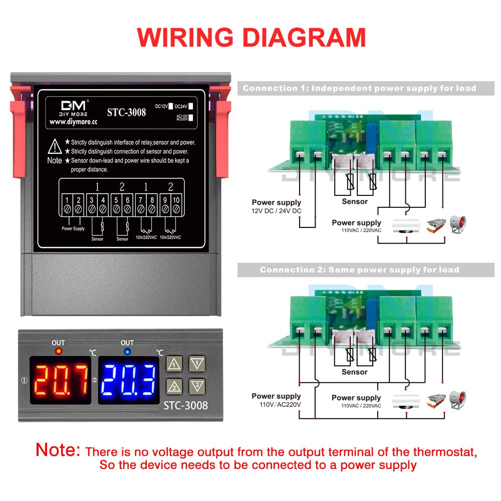 diymore Digital Temperature Controller Thermostat Regulator STC-3008 AC ...