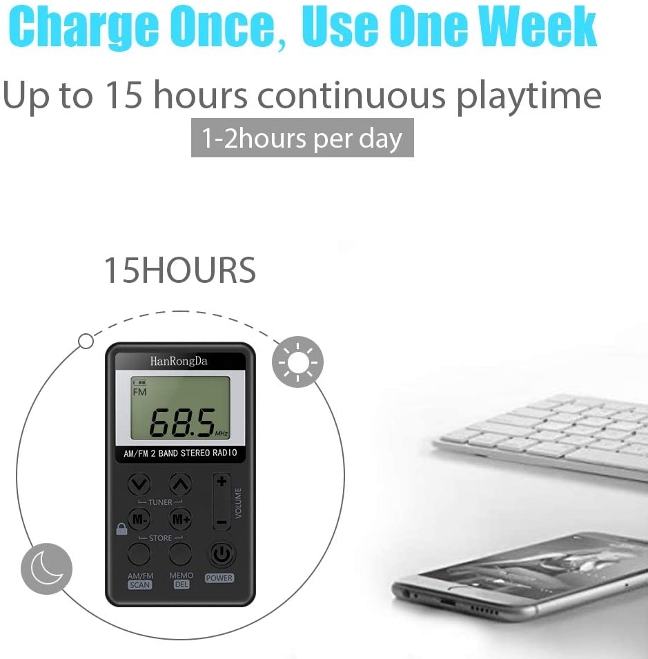 Portable Radio FM AM Sports Mini Pocket Radio LCD Display with ...