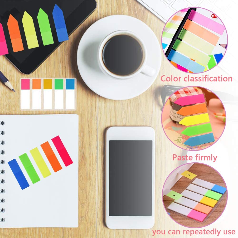 Colored Page Markers, BETOY 2250PCS Sticky Notes Fluorescent Index ...
