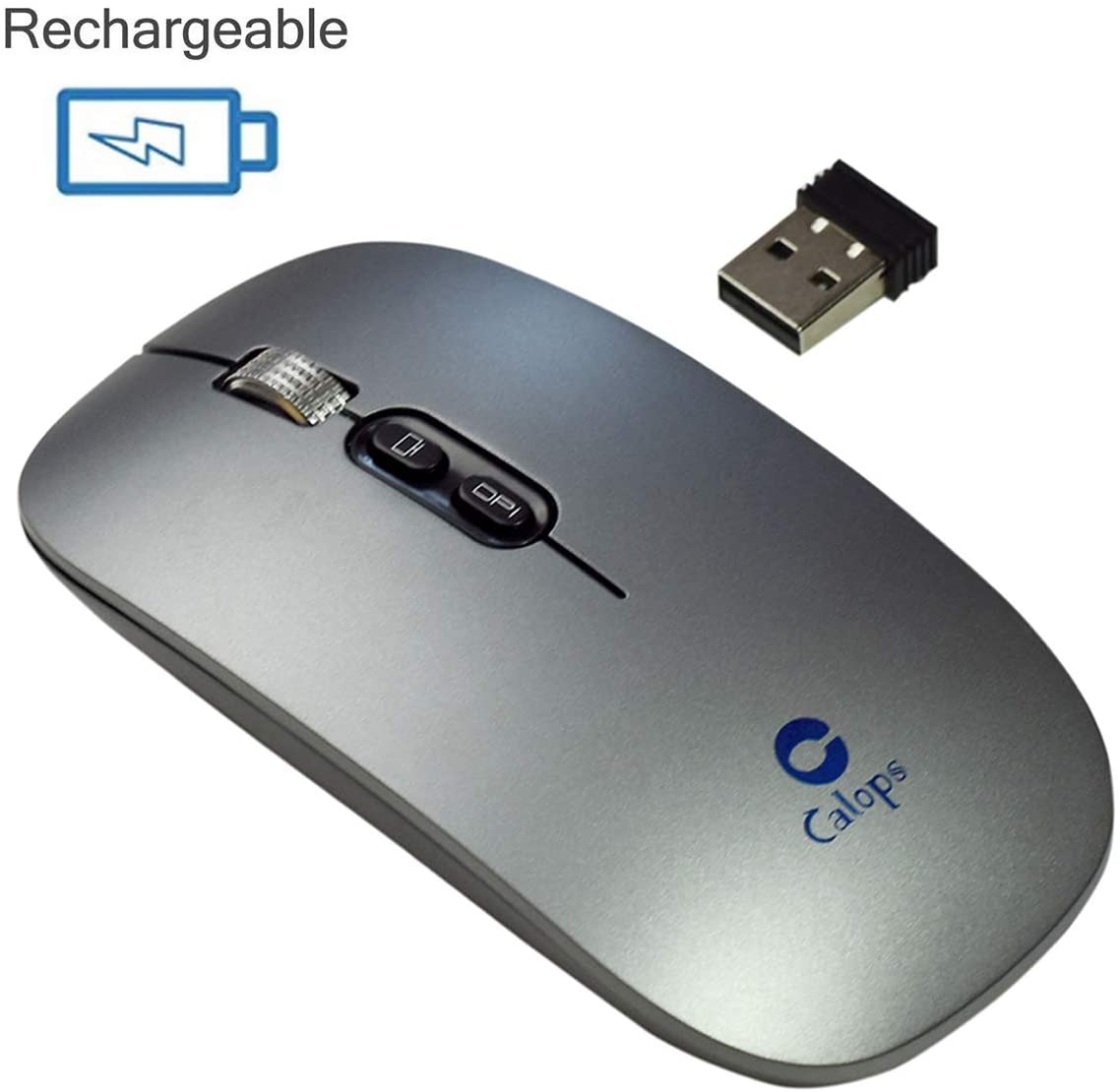 Wireless Silent Mouse,USB Laptop PC Cordless Mouse Rechargeable Slim ...