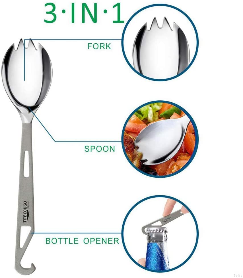 TITECOUGO Titanium Spork, 3 in 1 Camping Spork Titanium Reusable ...