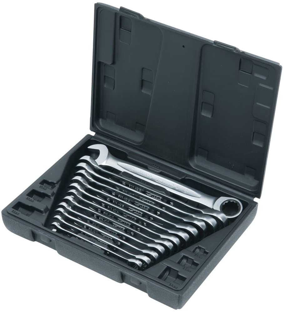 KS Tools 503.4265 GEARplus Combination ratcheting spanner set, 12 pcs ...