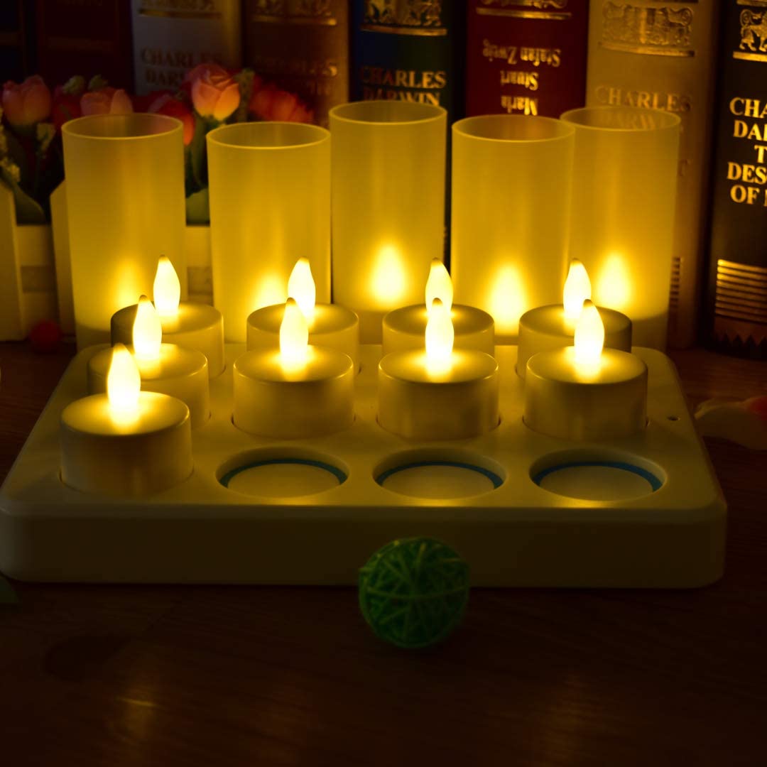 HL Rechargeable Tealights Flameless Flickering Wireless 42±3 Hrs Color ...