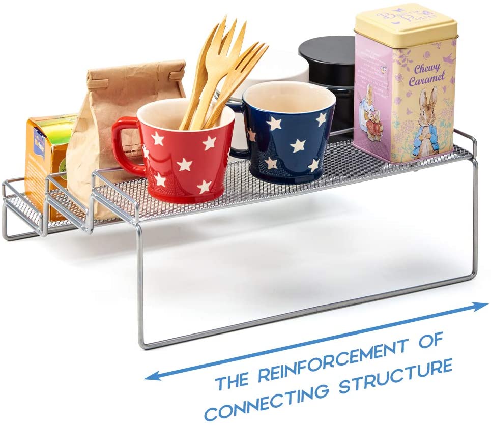 EZOWARE 3 Tier Expandable Wire Spice Rack, Step Shelf Storage Cupboard ...