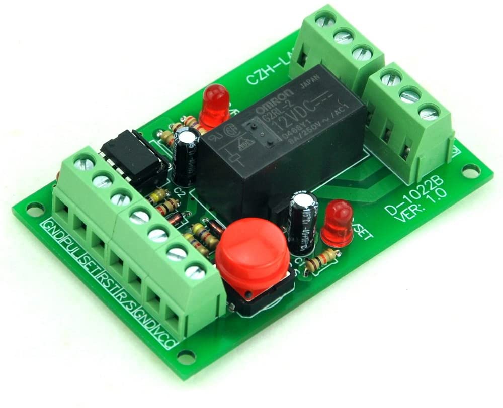 ELECTRONICS-SALON Panel Mount Momentary-Switch/Pulse-Signal Control Latching DPDT Relay Module ...