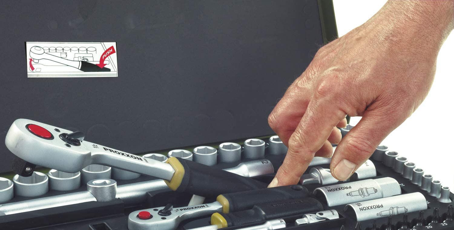 Proxxon 23282 47-Piece Socket Spanner Set with Ratchet Wrench 3/8 Inch – BigaMart