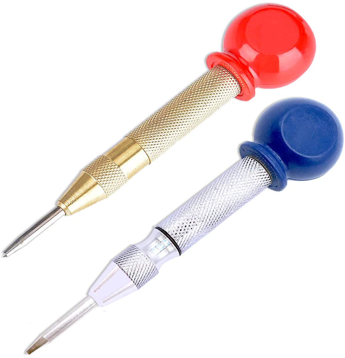 2 Pack Automatic Drill Center Punch,5 inch Brass Spring Loaded Crushing ...