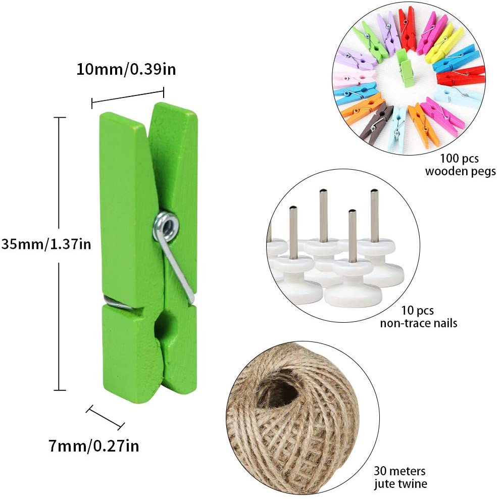 Dremisland Photo Display String and Pegs – DIY Wall Hanging Picture ...