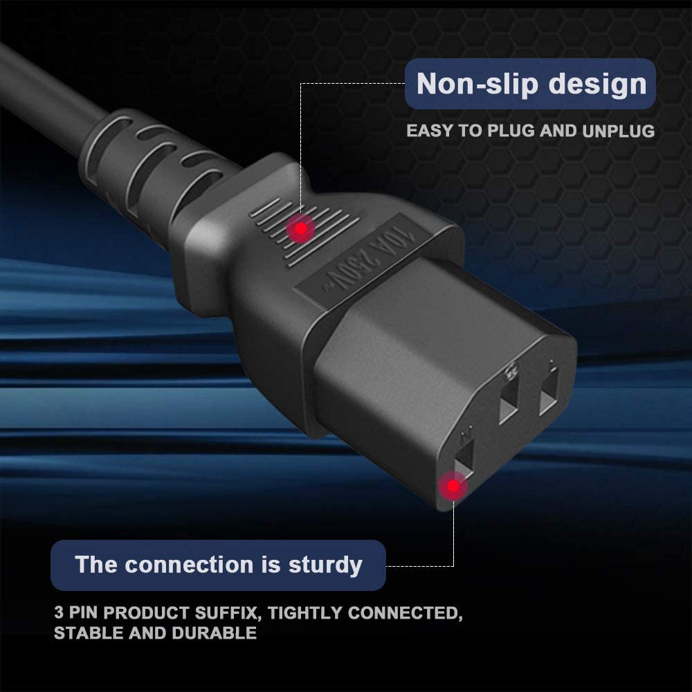 EXTRASTAR 13A Fused Power Cable, 3 pin Mains Power Lead (IEC320C13 to ...
