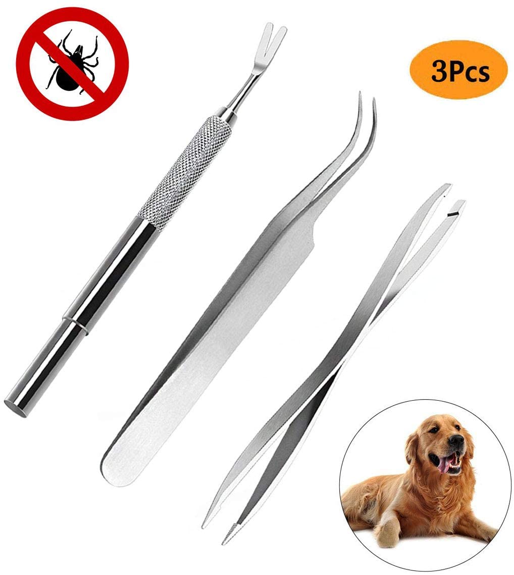 XUNKE Tick Remover, Tick Tweezers with 3 Set of Stainless Steel ...