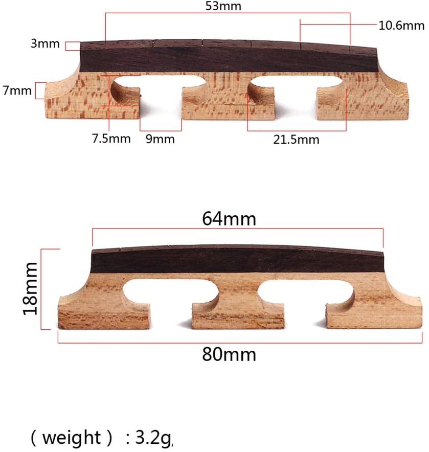 HEALLILY 2 Piece Banjo Bridge for 6 Strings for Guitar Banjo ...