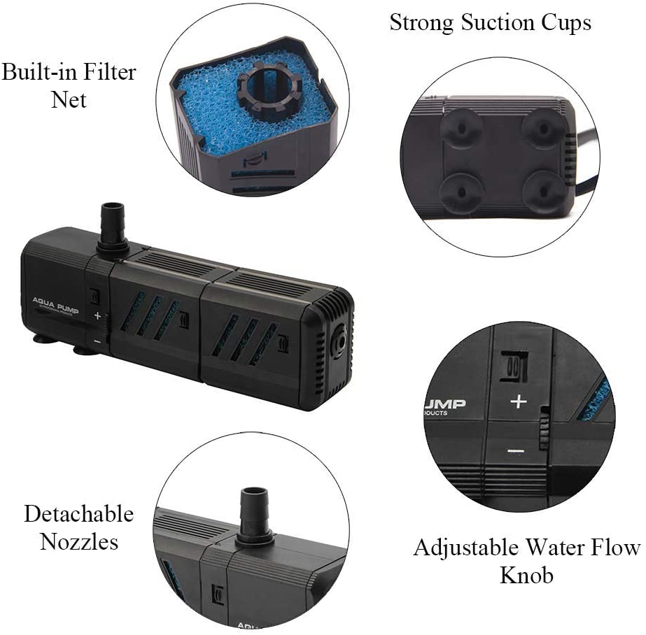 MQFORU Fish Tank Filter, Internal Aquarium Filter,Adjustable Water Pump ...