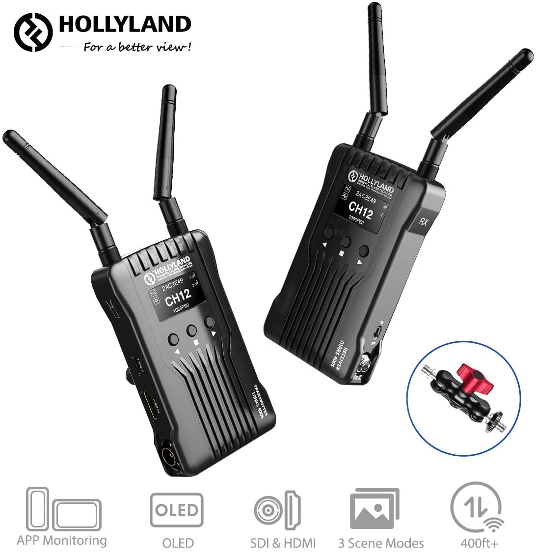 Hollyland Mars 400S Wireless SDI HDMI Video Transmission System, iOS & Android App Monitoring ...
