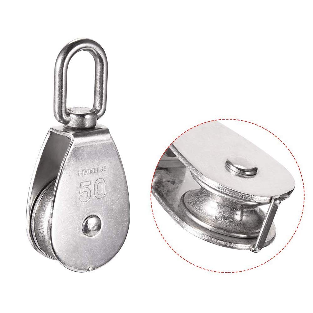 2 Pack M50 Single Pulley Block, Creatiees Heavy Duty 304 Stainless ...