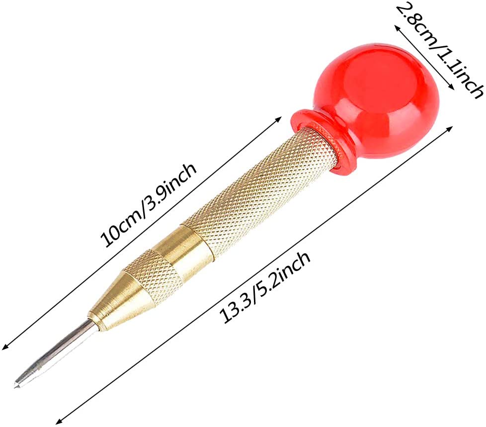 2 Pack Automatic Drill Center Punch,5 inch Brass Spring Loaded Crushing ...