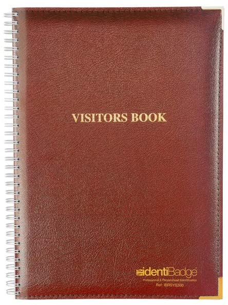 IDENTIBADGE 100 Pass Visitor Book with Binder, 10 Red Security Badges ...