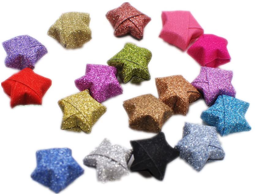 ODETOJOY Glitter Origami Stars Paper Strips Crafts Bling Shiny Folding ...
