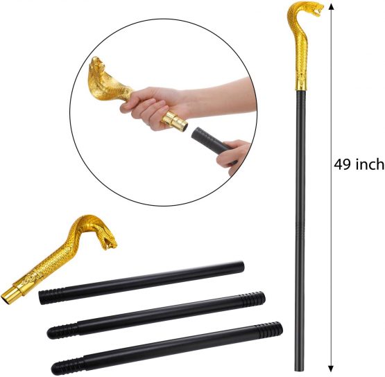 Gejoy 2 Pieces Snake and Diamond Decorative Walking Cane Toy Cosplay ...