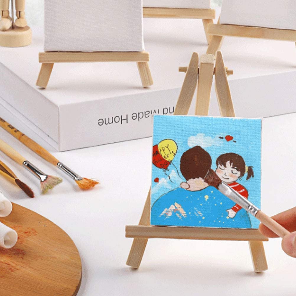 YOTINO Wood Display Easel, 20Pcs Mini Easel Triangle Easels Wooden ...