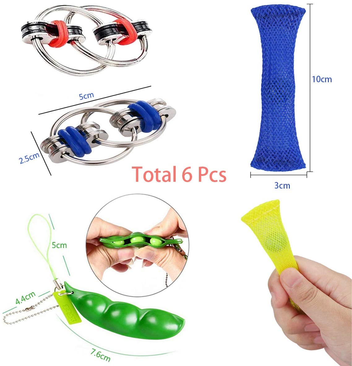OundarM Silent Fidget Toys Flippy Chain Pea Pod and Marble Fidget ...