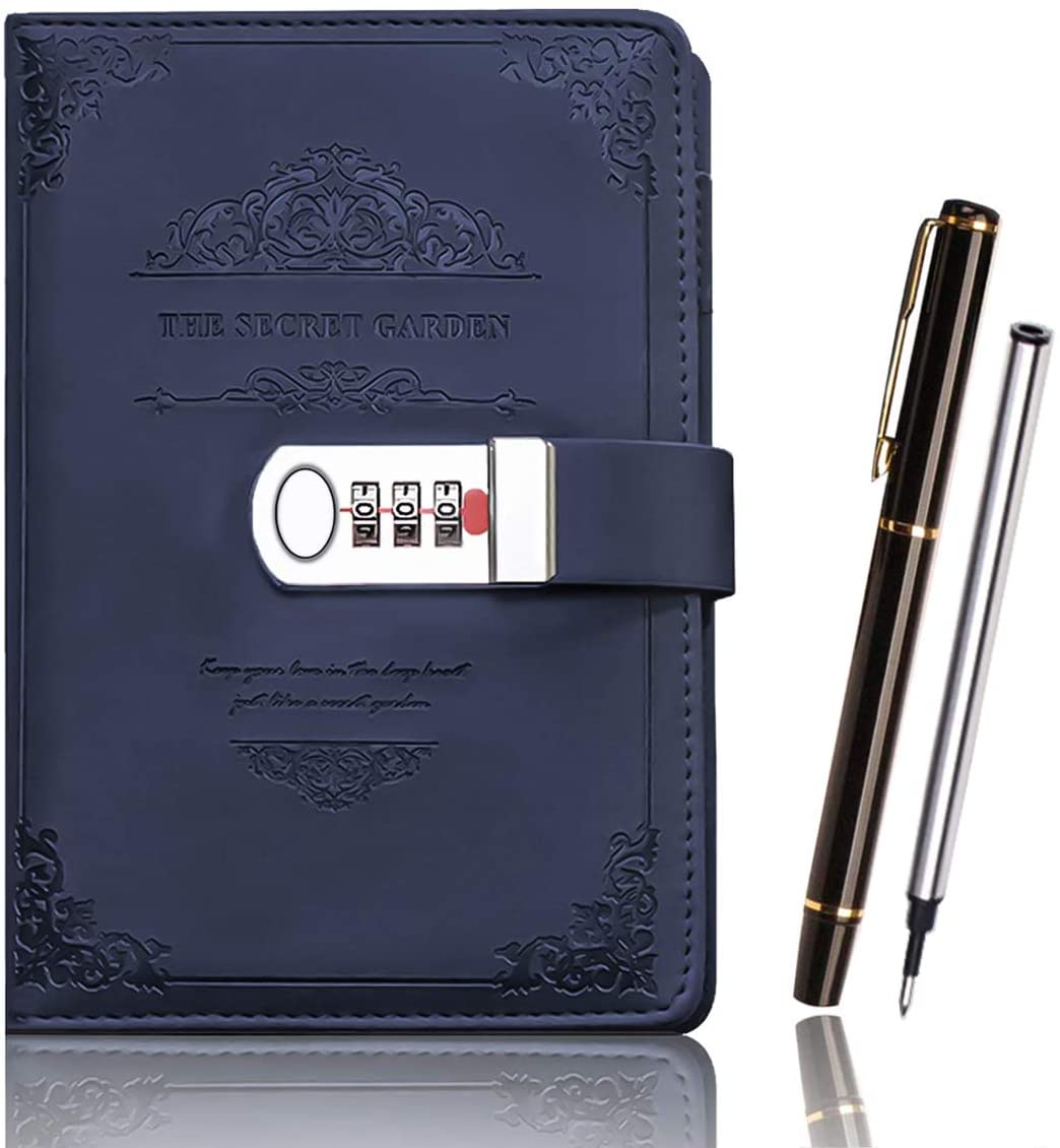 XIYUNTE Diary Notebook with Combination Lock, PU Leather Journal Diary ...