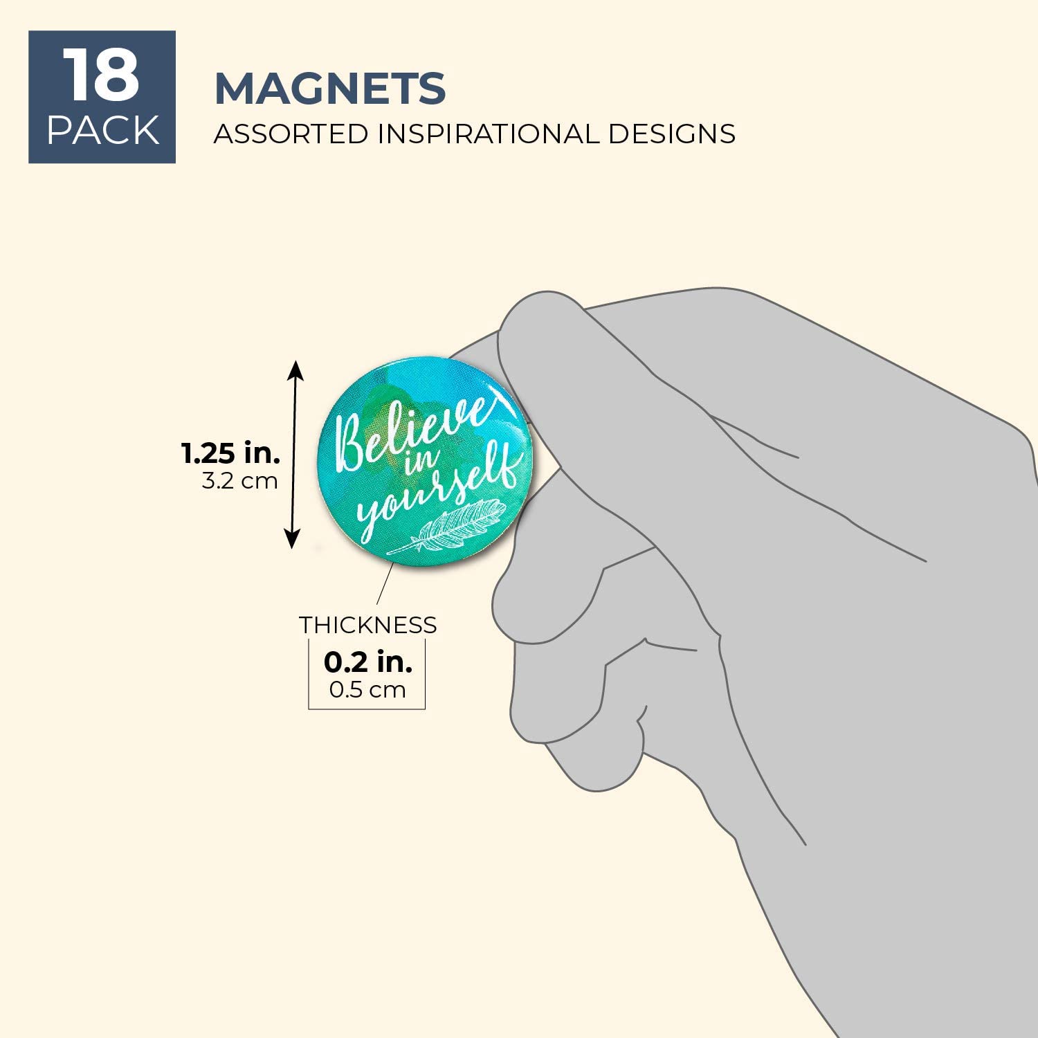 Inspirational Magnets for Lockers or Fridge (18 Count), 3.2 cm – BigaMart