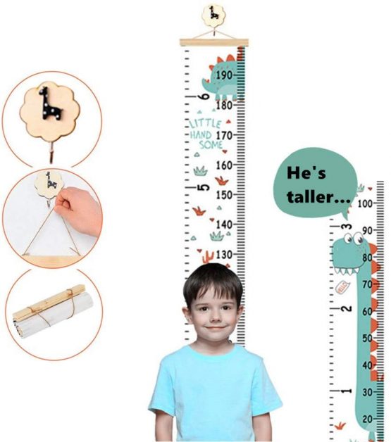 Kids Growth Chart Removable Canvas Roll Up Height Record Chart Ruler ...