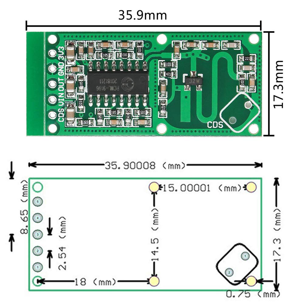 WayinTop 5pcs RCWL-0516 Microwave Radar Sensor Smart Switch Module 5-7M ...