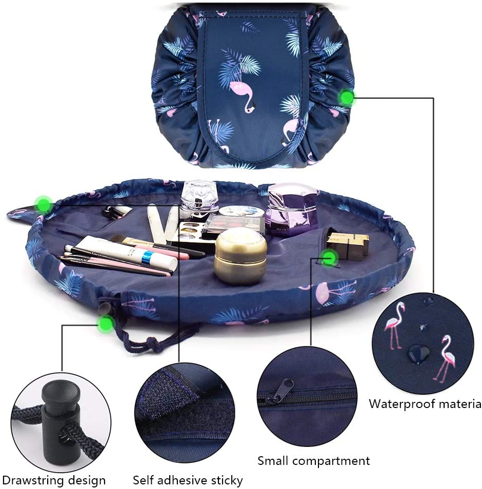 TOPSEFU Lazy Drawstring Make up Bag Portable Large Travel Cosmetic Bag ...